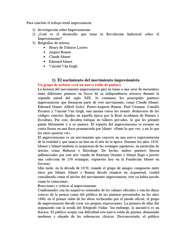 Impresionismo | PDF | Claude Monet | Pierre Auguste Renoir