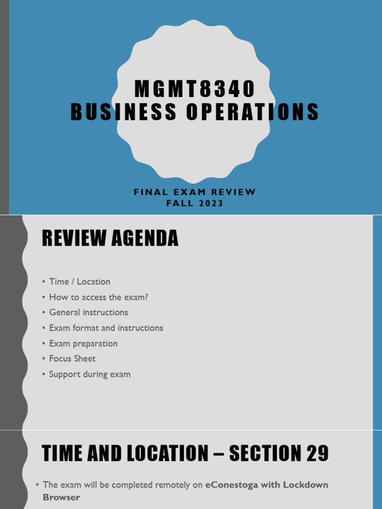 8340 Finalexamreview Fall2023-Sec29 | PDF | Strategic Management | Academic Dishonesty