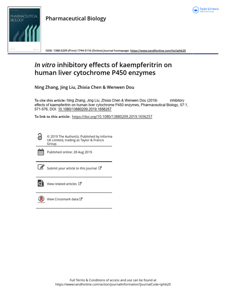 Kaempferitrin's Inhibition of CYP Enzymes | PDF | Cytochrome P450 ...