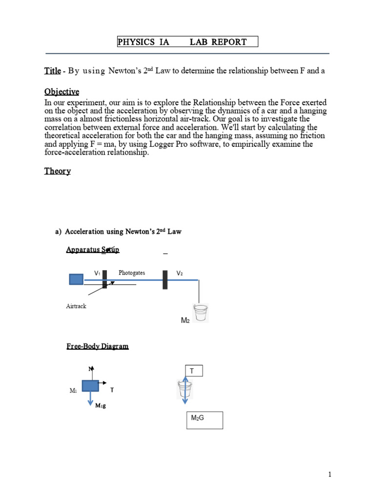 Lab Report Newton 2nd Law | PDF | Force | Acceleration