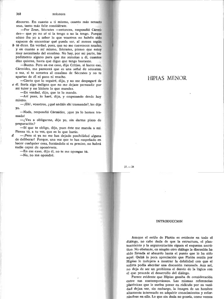 U1-Platon - Hipias Menor y Mayor | PDF | Platón | Sócrates