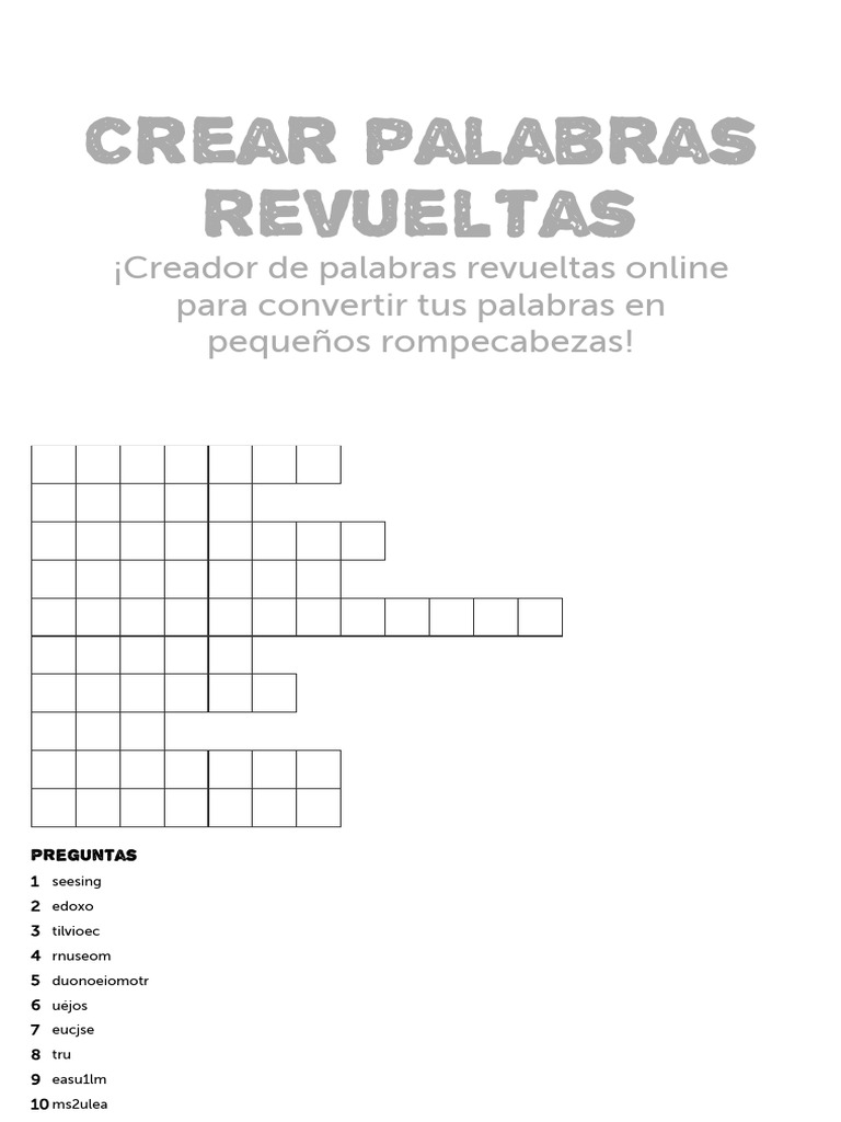 Crear Palabras Revueltas - Online, Gratuito e Interactivo | PDF ...