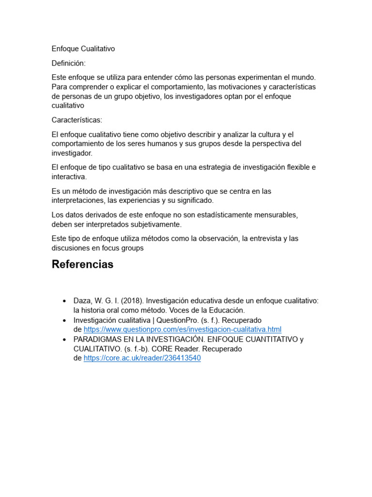 Enfoque Cualitativo Definición y Características | PDF | Crecimiento personal y profesional
