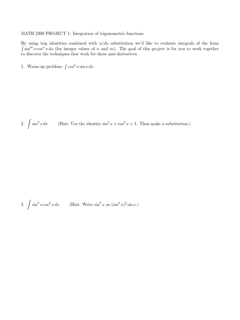 TrigIntegralDiscovery | PDF | Trigonometric Functions | Elementary Geometry