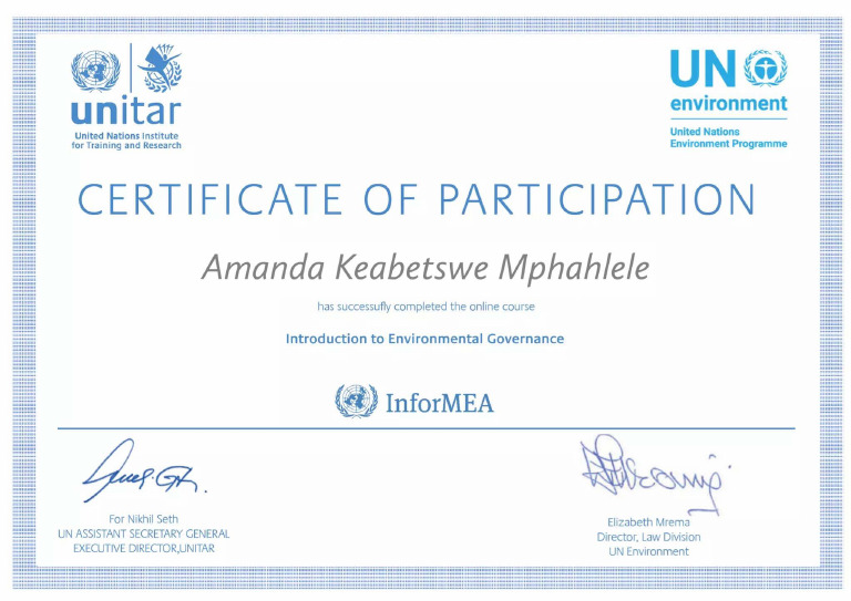 UNITAR CERTIFICATION | PDF