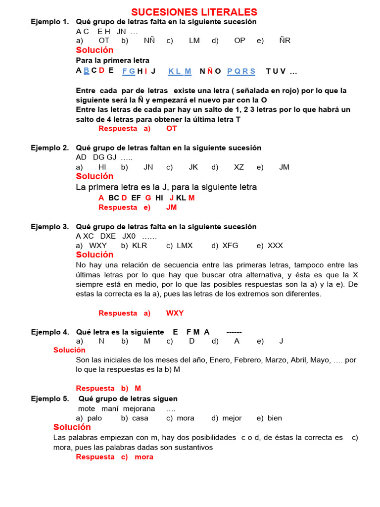 Sucesiones Literales | Descargar gratis PDF | Escritura | Los símbolos