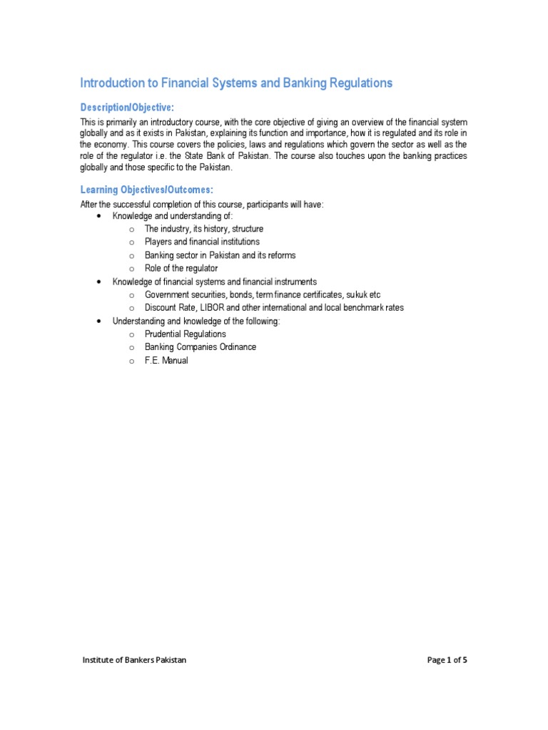 Financial Systems-Banking Regulations | PDF