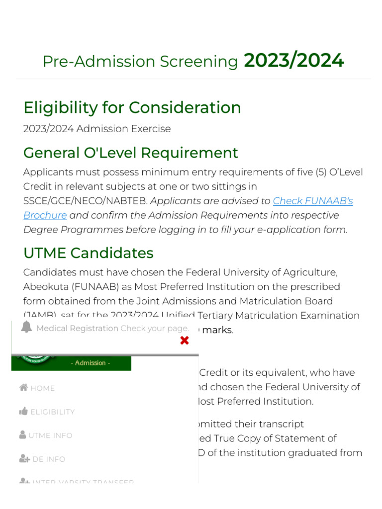 FUNAAB: Application For 2023/2024 Academic Session | PDF | Agriculture ...