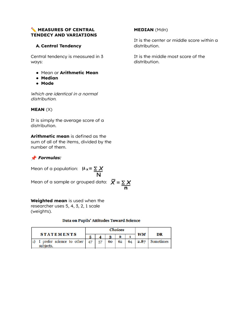 Advanced Stats Measure of Central Tendency and Variations | PDF