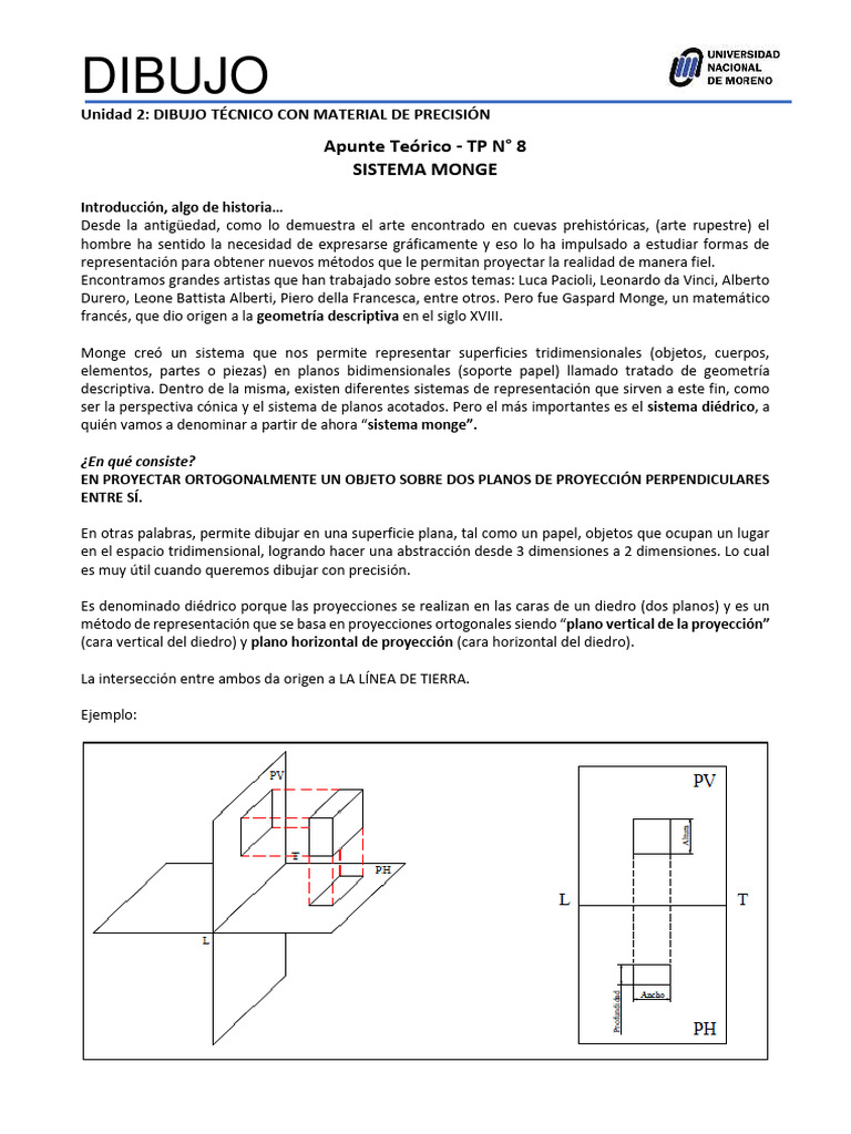 Apunte Teórico TP #8 - Sistema Monge | PDF | Dibujo | Geometría