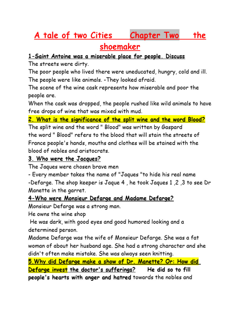 Summary of Book 3, Chapter 2 | PDF | A Tale Of Two Cities