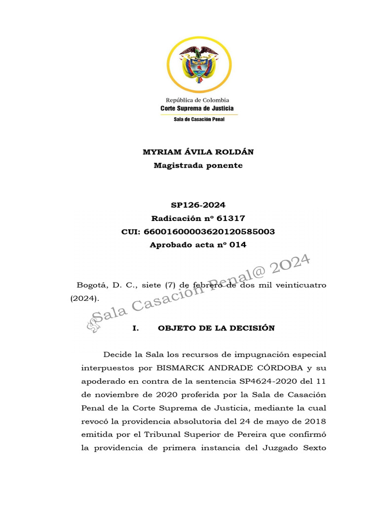SP 126 - 2024 Prescripción Acción Penal | PDF | Judicaturas | Sentencia ...