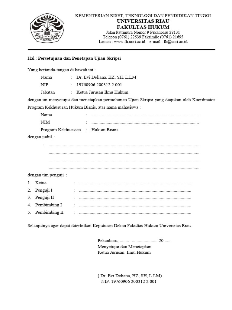4d FORM PERSETUJUAN UJIAN SKRIPSI OLEH KAJUR BNS | PDF