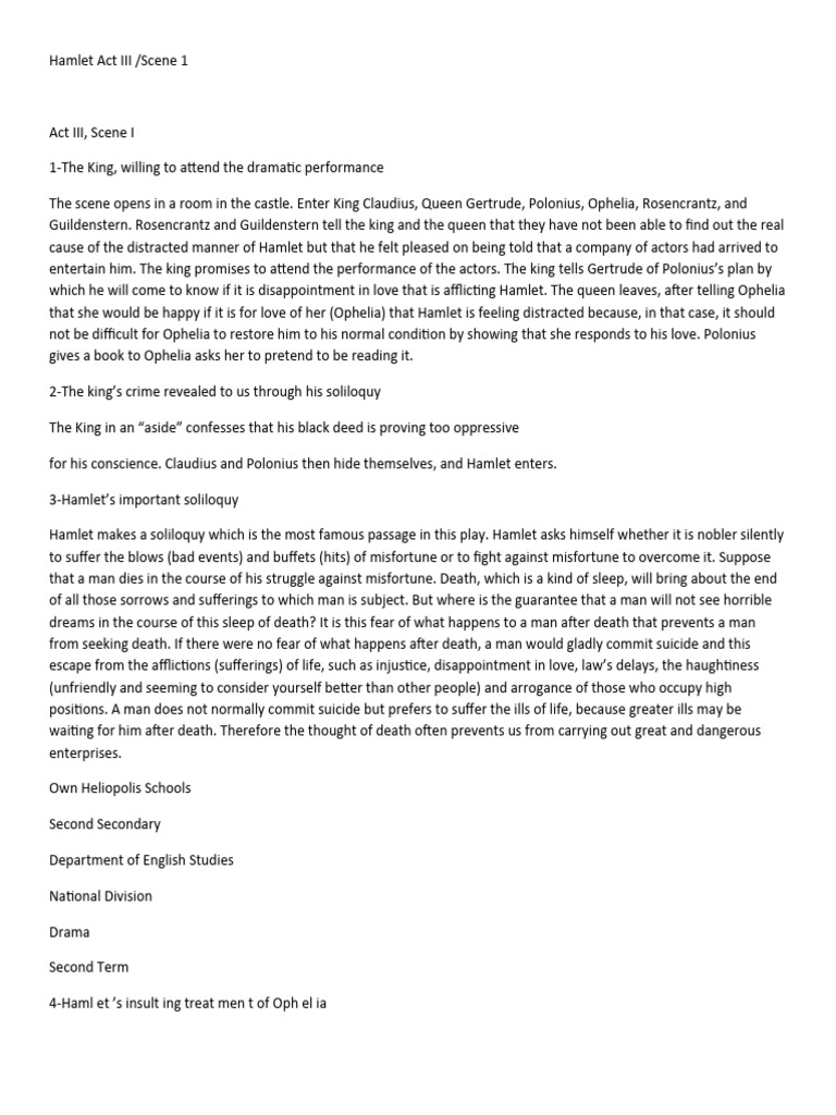 Hamlet Act III | PDF | Hamlet | Shakespearean Tragedies