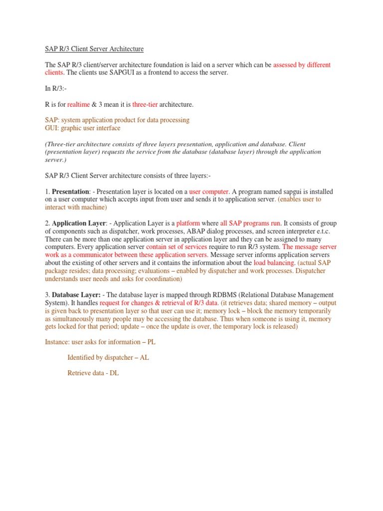 Sap R3 Client Server Architecture Pdf Server Computing Client 4687