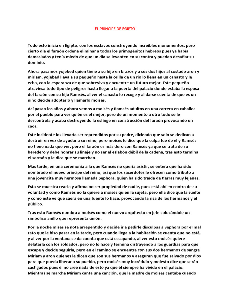 El Principe de Egipto | PDF | Moisés