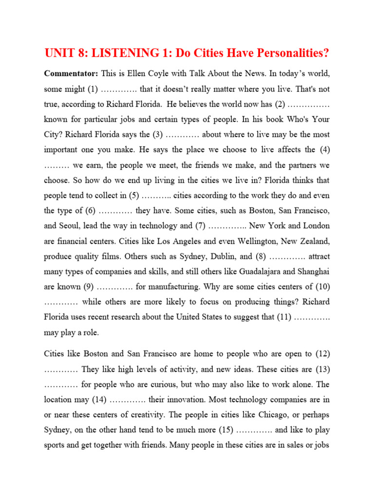 Unit 8 - Lis 1+2 | PDF | Beijing