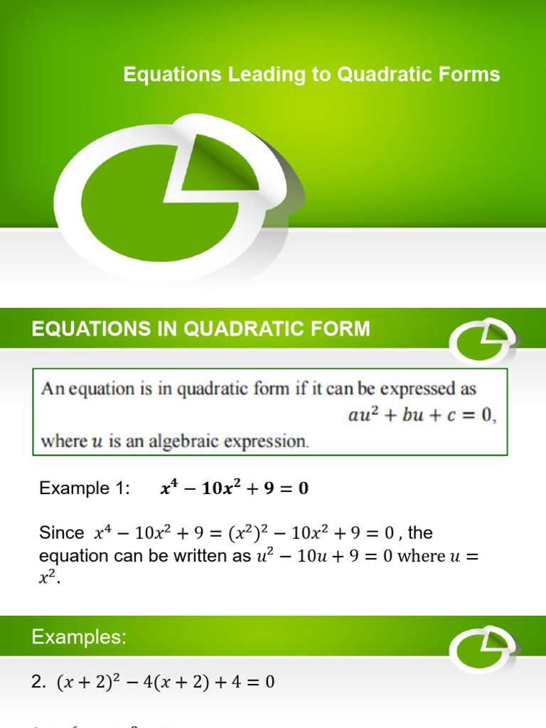Equations Leading To Quadratic Forms | PDF | Teaching Methods & Materials