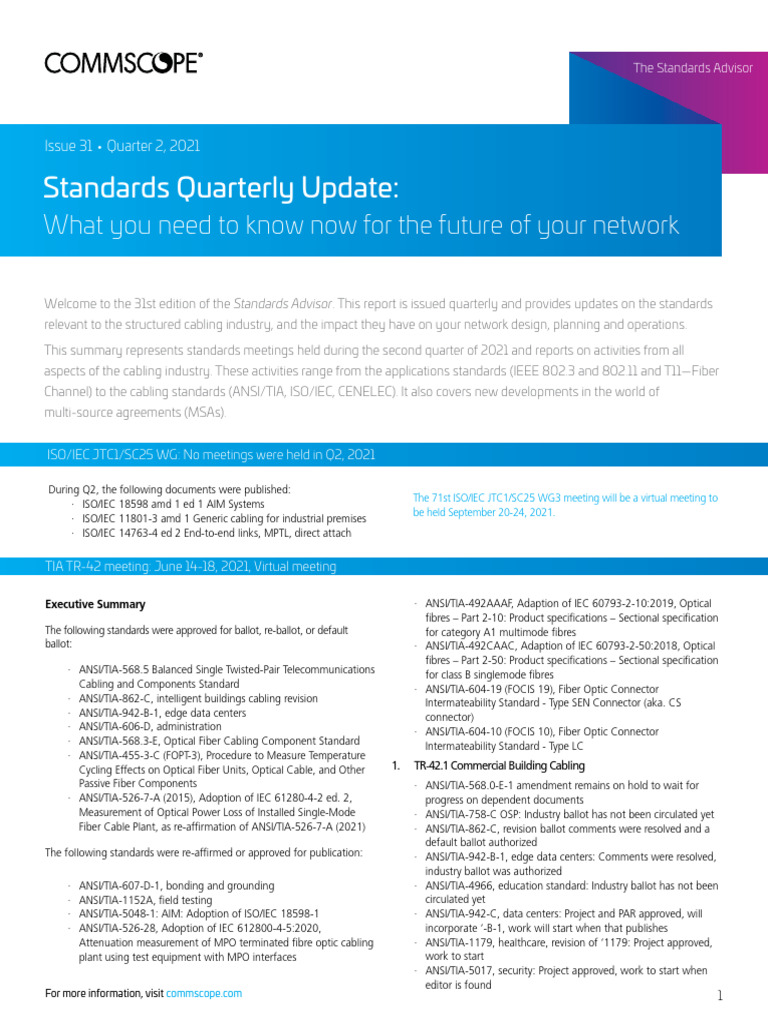 Technical Document - The Standards Advisor - Q2 2021 | PDF | Fiber ...