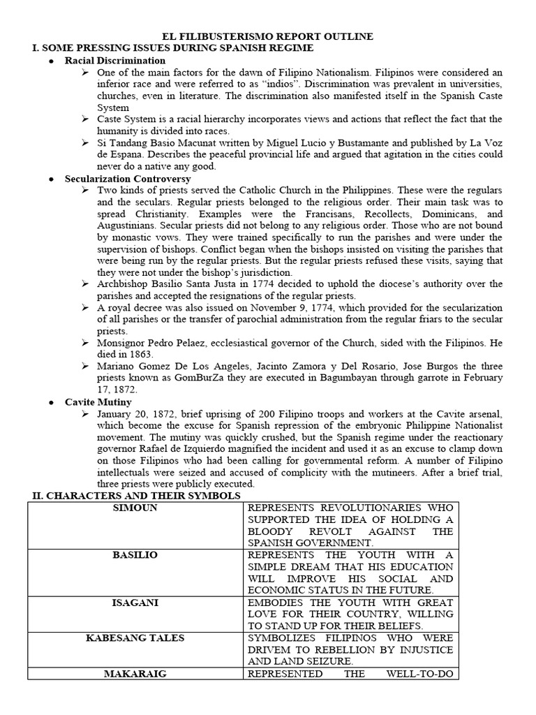 El Filibusterismo Outline | PDF