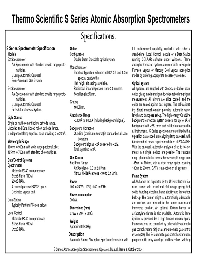 Thermo Scientific S2.GFS97 AAS Specifications | Download Free PDF ...