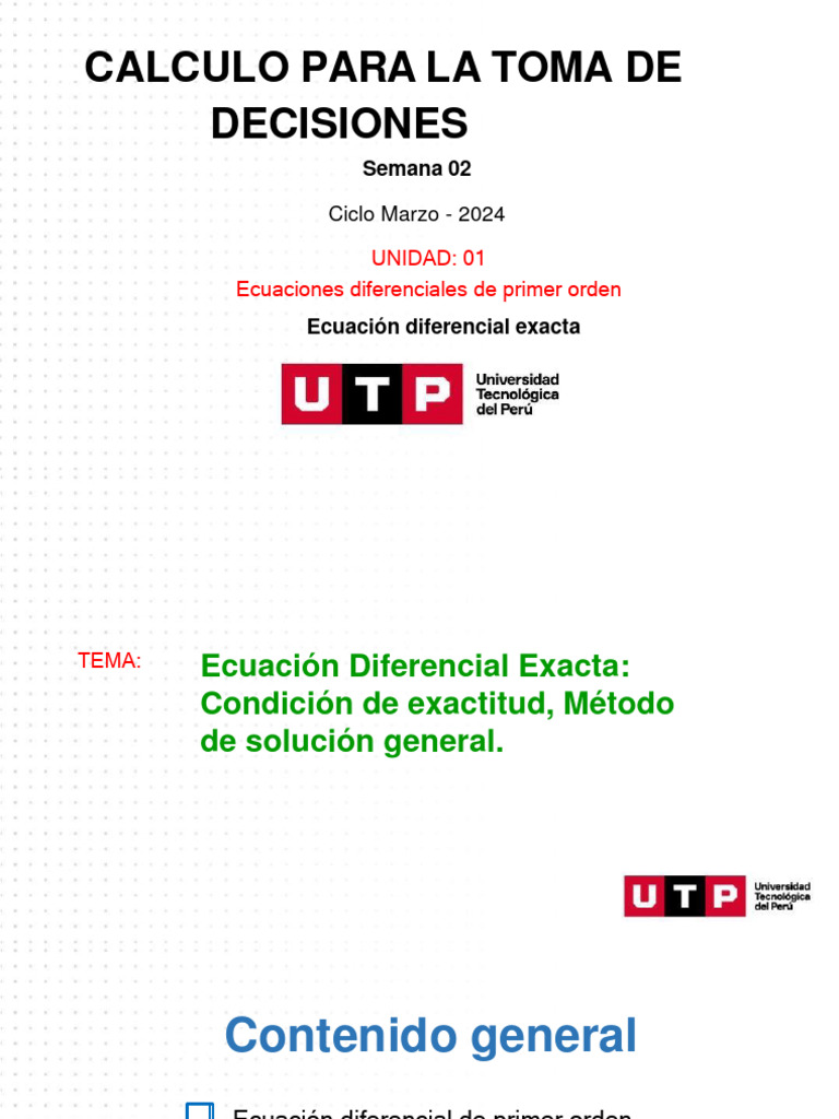 S02 - Ecuaciones Difrenciales Exactas | PDF | Ecuaciones | Ecuaciones diferenciales