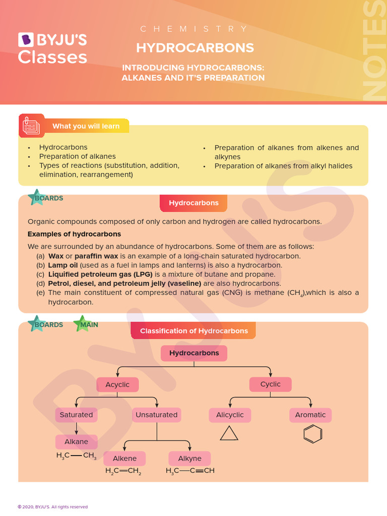 1 Introducing Hydrocarbons Alkanes and It's Preparation | PDF | Alkane ...