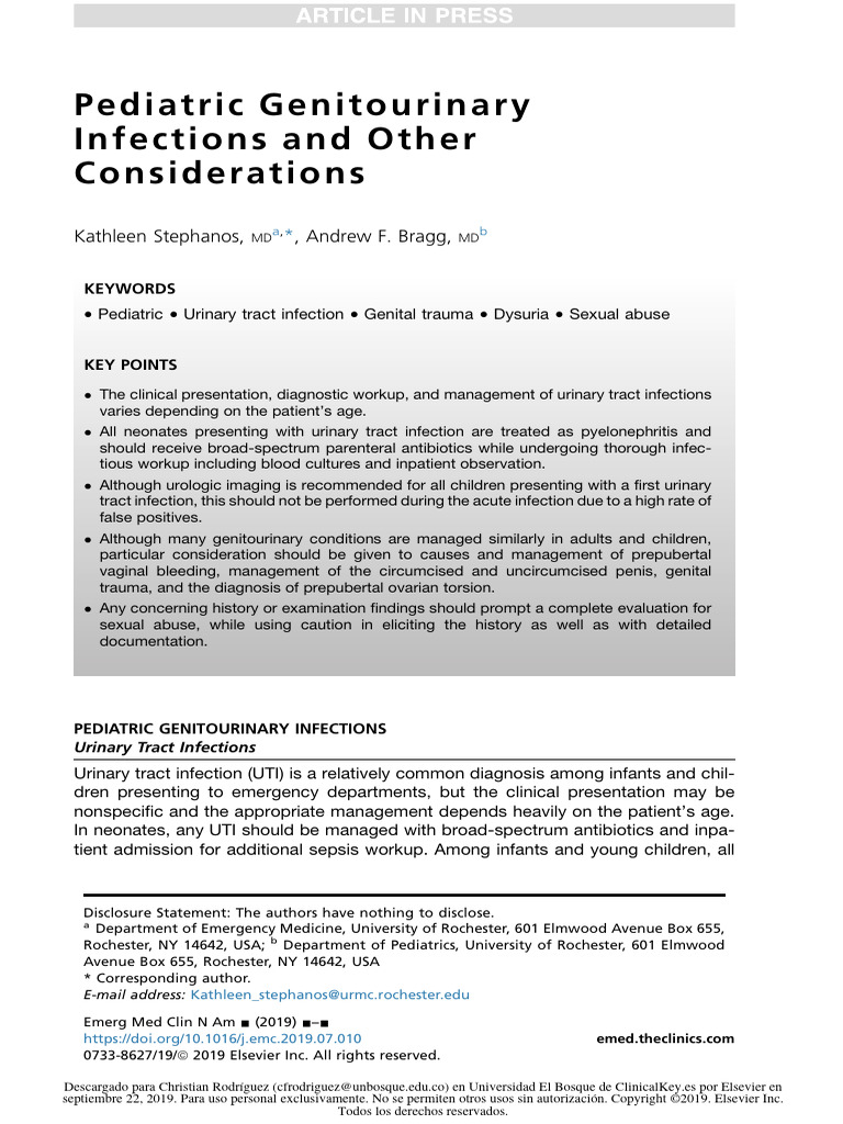 Pediatric Genitourinary Infections and Other Considerations | PDF ...