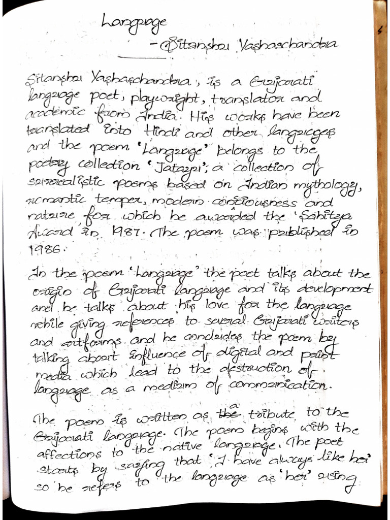 Analysis - Language by Sitanshu Yashaschandra | PDF Analysis - Language by Sitanshu Yashaschandra | PDF