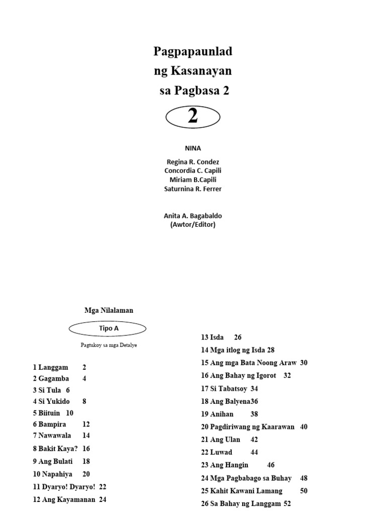 Pagpapaunlad NG Kasanayan Sa Pagbasa 2 | PDF