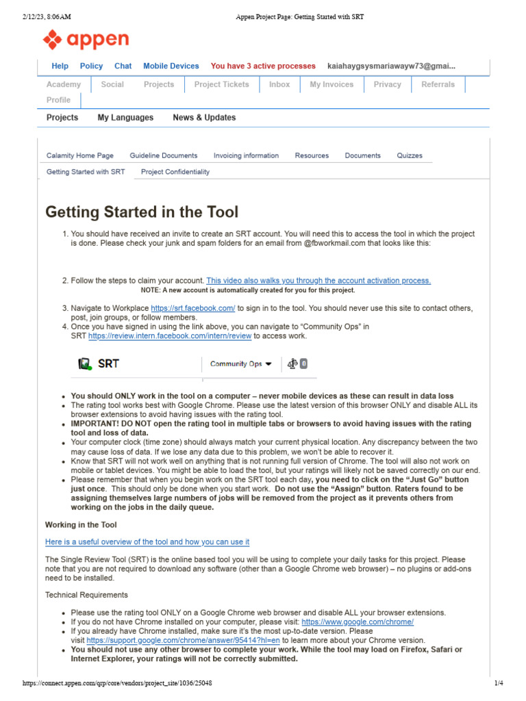 Appen Project Page - Getting Started With SRT | PDF | Login | Computer ...