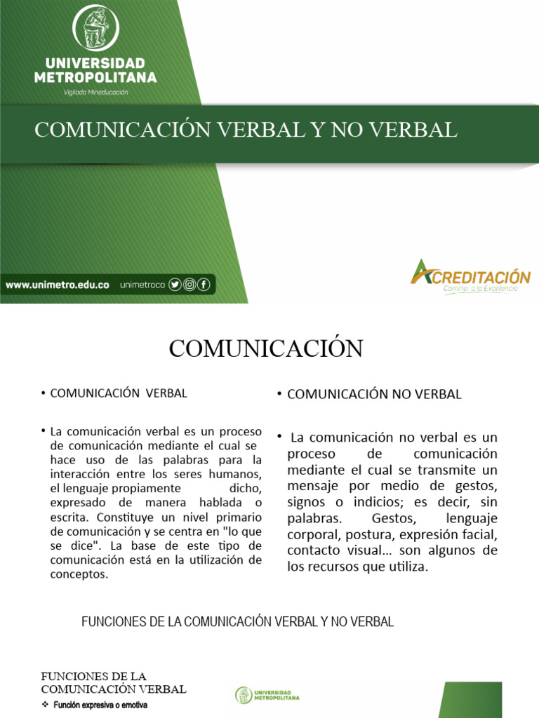 Diapositivas Comunicacion Verbal y No Verbal | PDF | Comunicación | Comunicación no verbal