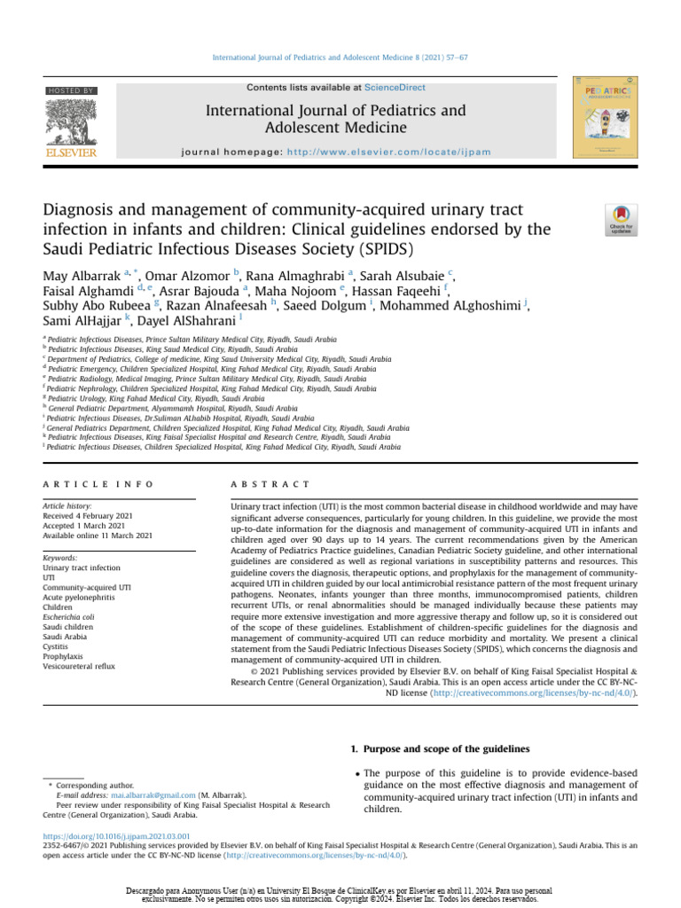 Diagnosis and Management of Community-Acquired Urinary Tract Infection ...