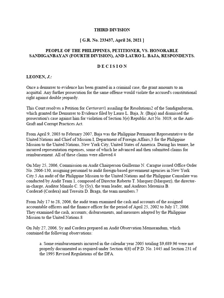 People Vs Sandiganbayan | PDF | Double Jeopardy | Acquittal