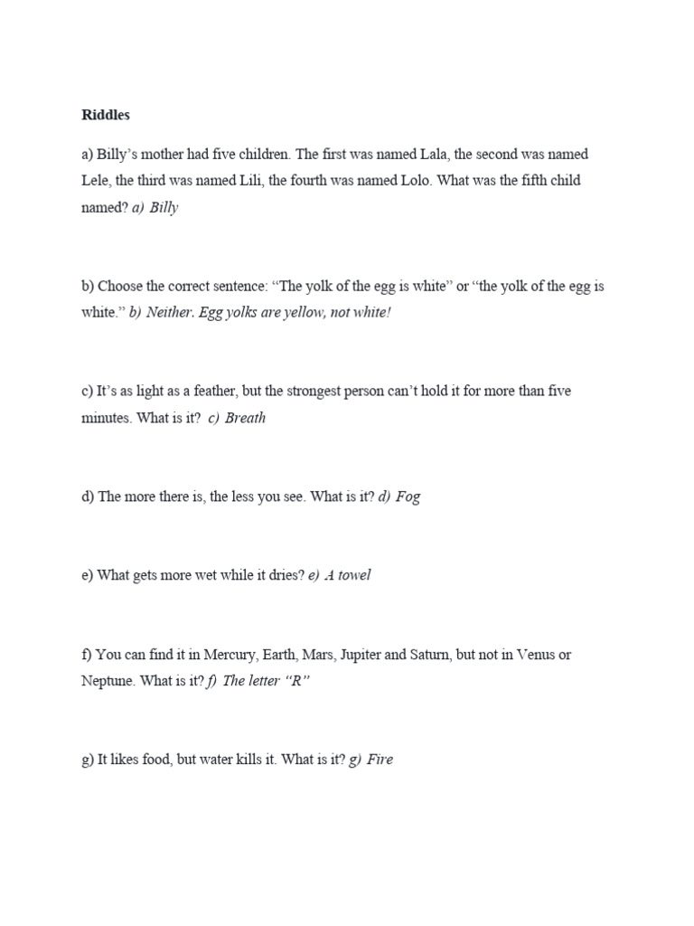 Riddles | PDF | Planets In Astrology | Physical Sciences