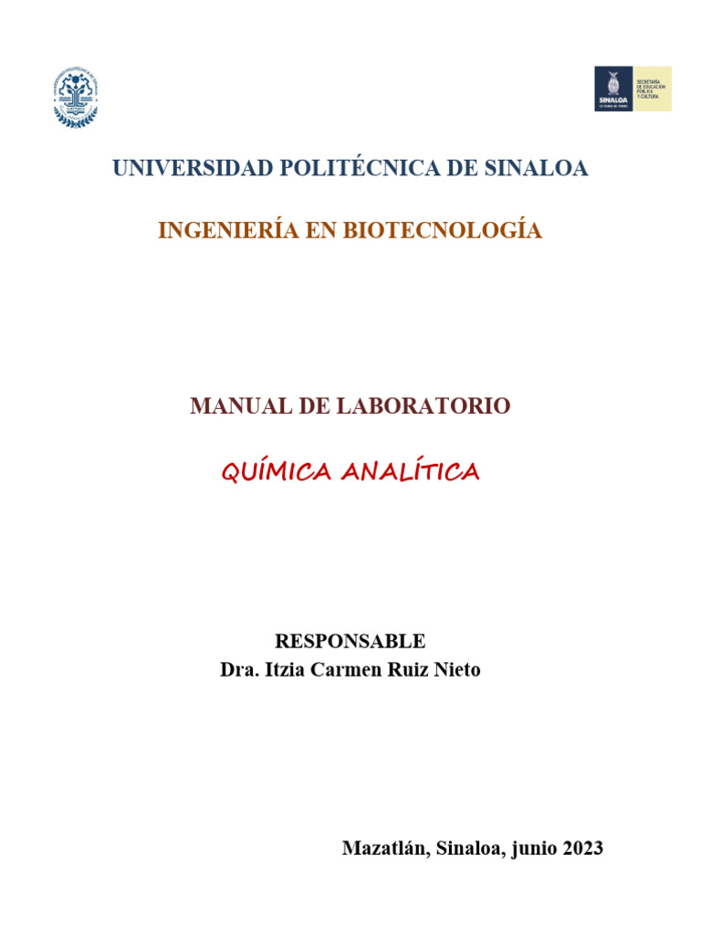 Manual de Prácticas - QA | PDF | Valoración | Química