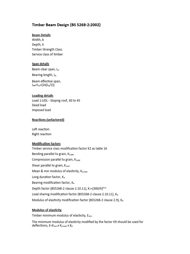 Timber Beam Design (BS 5268-2-2002) | PDF | Bending | Beam (Structure)