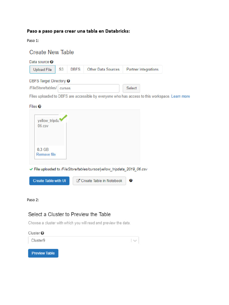 Tutorial Crear Tabla En Databricks Pdf 