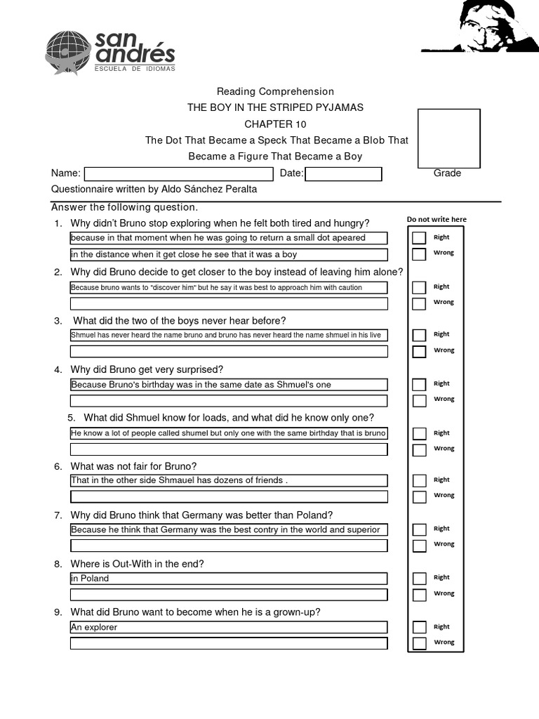 Reading Comprehension: The Boy in the Striped Pyjamas | PDF