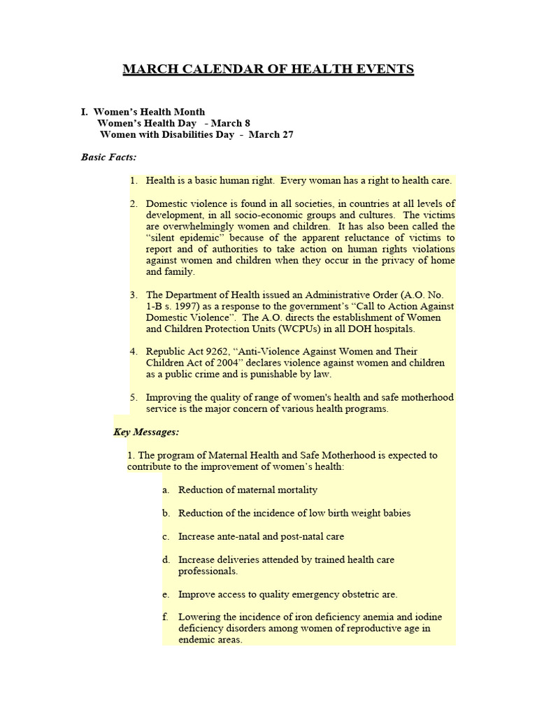 March Calendar of Health Events | PDF | Colorectal Cancer | Rabies