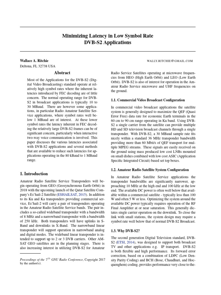 Minimizing Latency in Low Symbol Rate DVB-S2 Applications | PDF ... Minimizing Latency in Low Symbol Rate DVB-S2 Applications | PDF ...