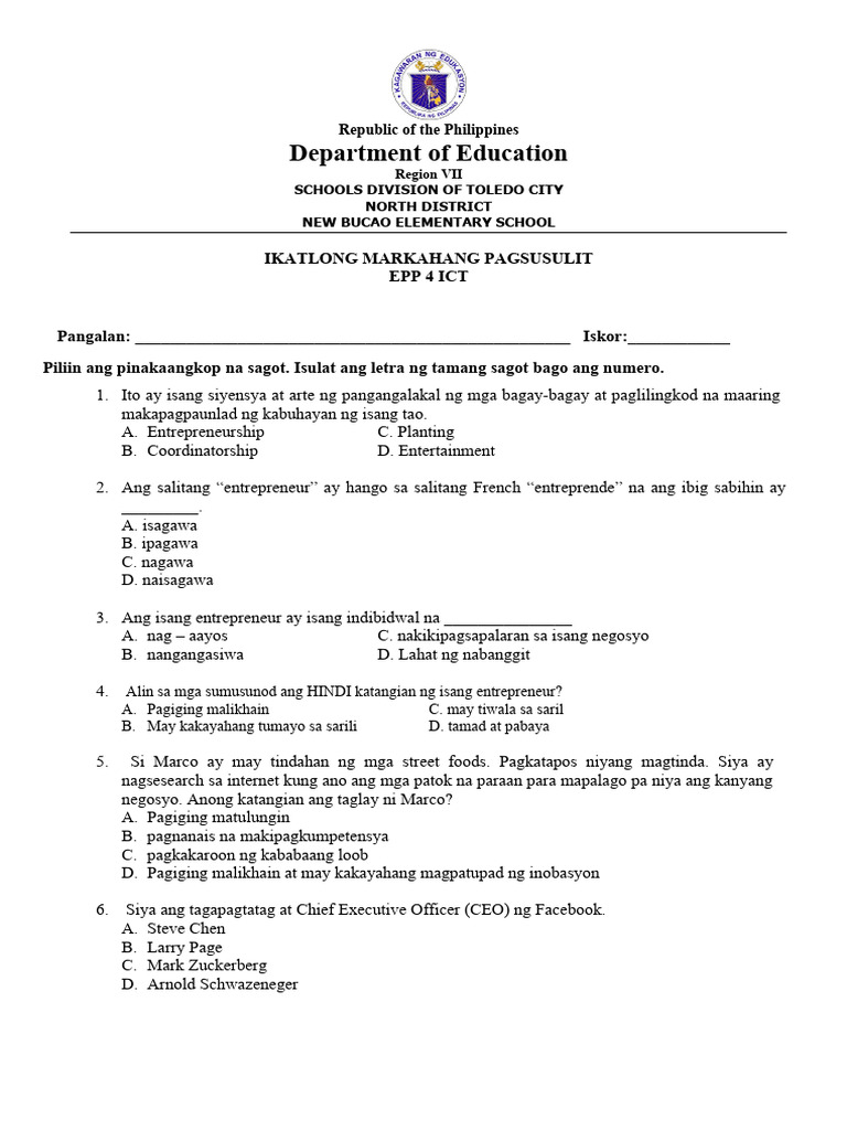 G4 Q3 PT Epp-Ict | PDF