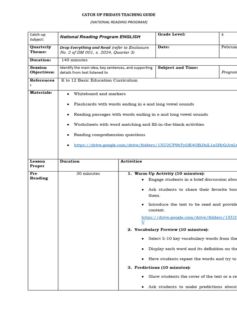 GRADE 4-national reading program | PDF | Reading Comprehension ...