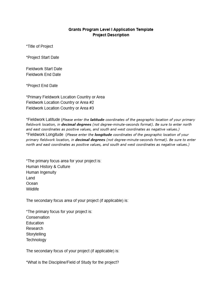 Grants Program Level I Application Sample | PDF | Office Of Foreign ...