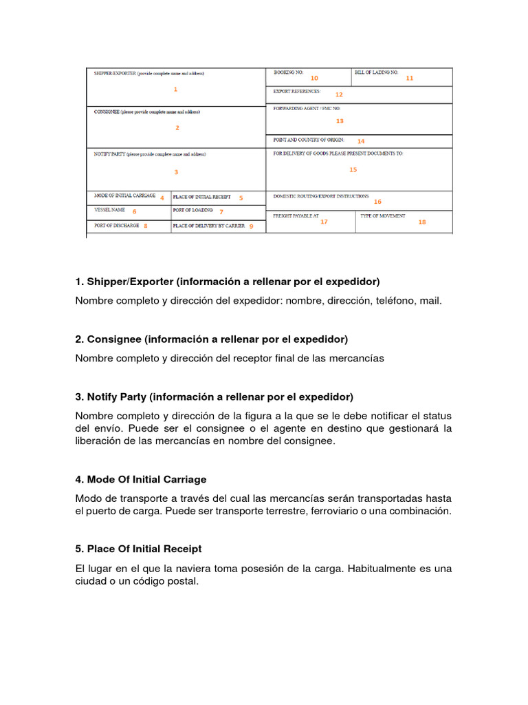 EJEMPLO DE BL | PDF | Infraestructura de transporte | Bienes de consumo