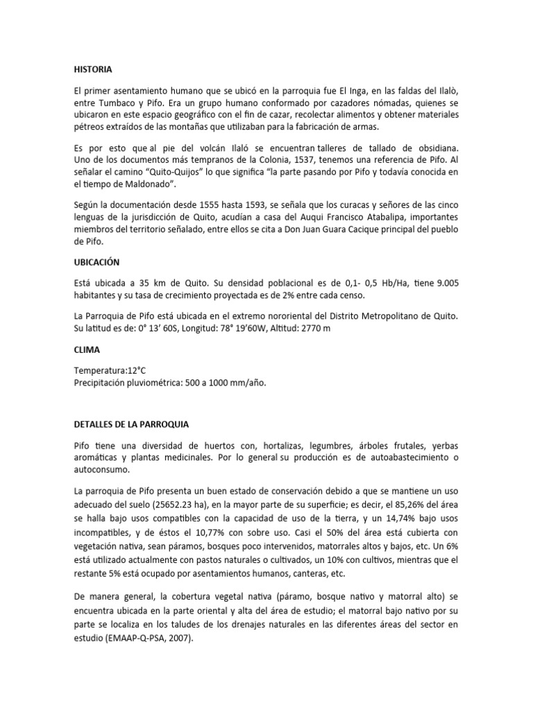 Historia Pifo | PDF | Los bosques | Ciencias de la Tierra