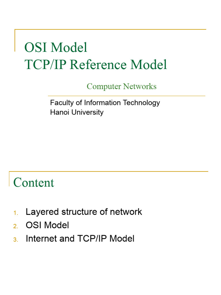 CNE Lec2 TCPIP Reference Model | PDF | Internet Protocol Suite | Osi Model