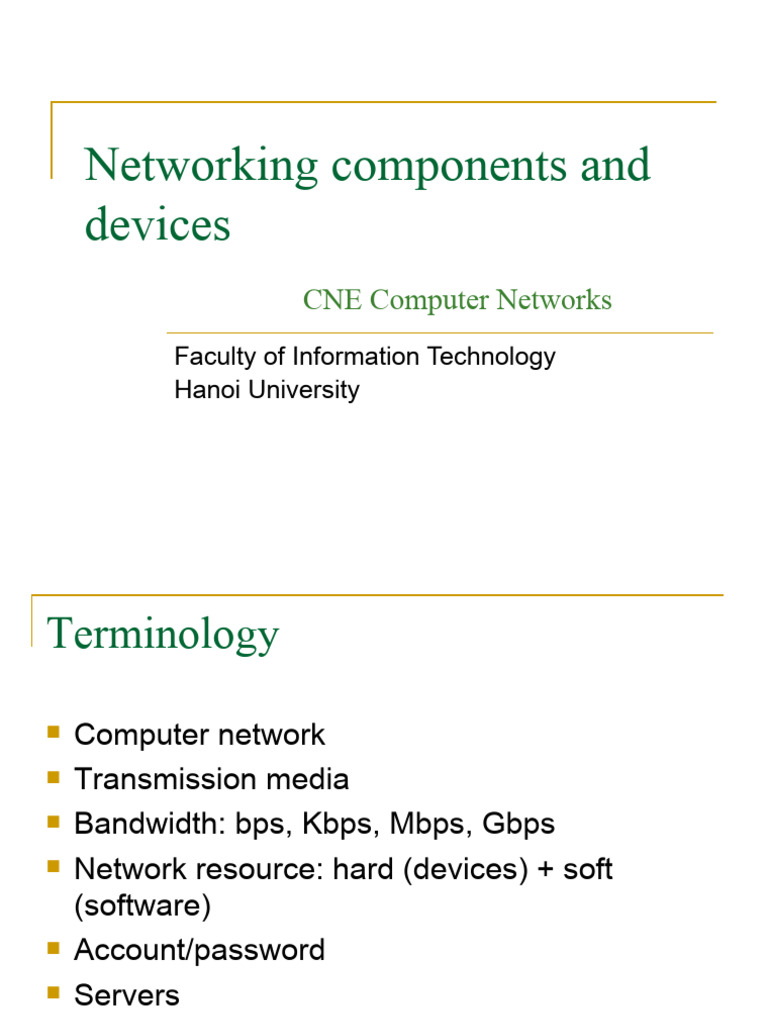 CNE Lec1 - Network Components and Devices | PDF | Computer Network | Local Area Network