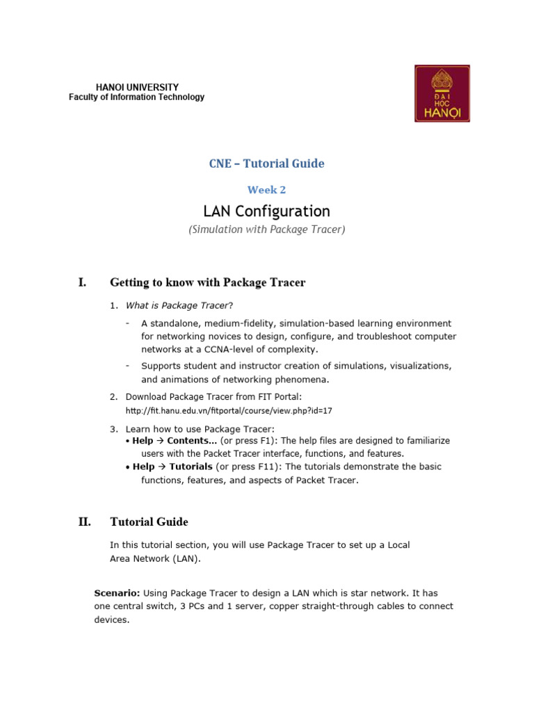 LAN Configuration Tutorial with Packet Tracer | PDF | Computer Network ...
