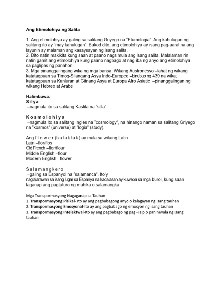 Ang Etimolohiya NG | PDF